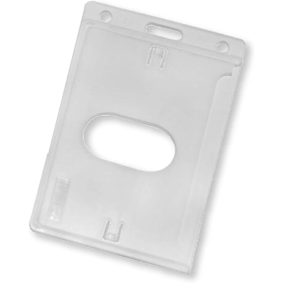 OnDepot Clear Hard Plastic ID Card Badge Holder Vertical with Thumb ...