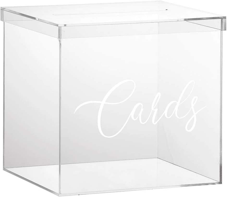 OnDisplay 10" Luxe Acrylic Clear Wedding Card Box w/Lid - Lucite Gift ...