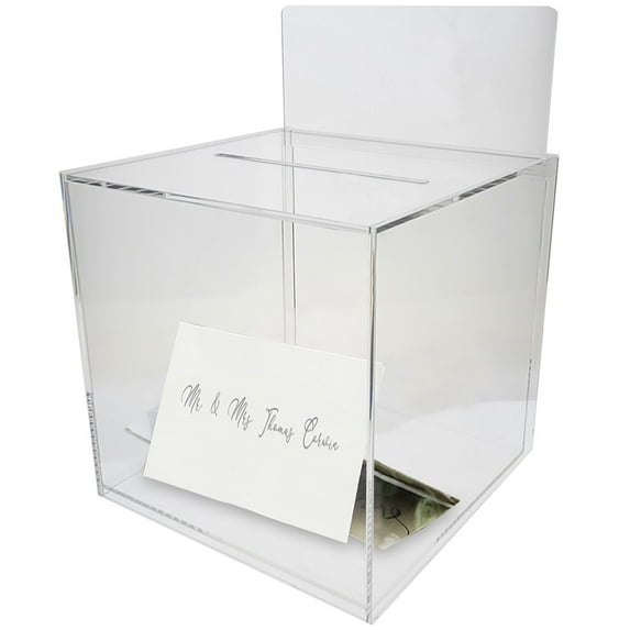 OnDisplay 10" Luxe Acrylic Clear Wedding Card Money Box w/Hinged Lid ...