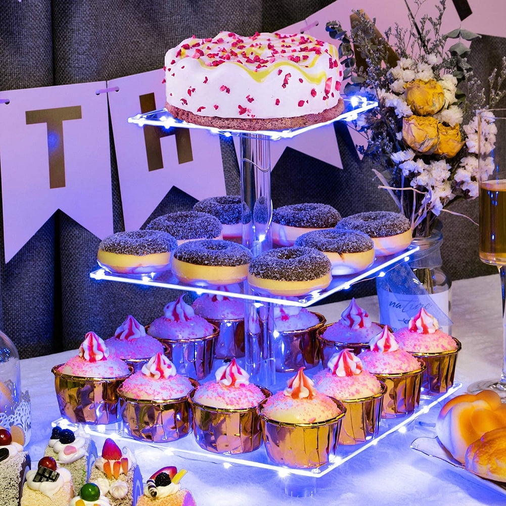 OnDisplay 3 Tier LED Dessert, Cake & Cupcake Tower Display Stand in ...