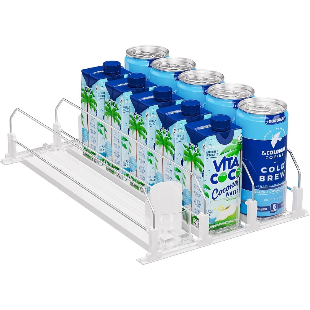 OnDisplay Drink Can Organizer for Fridge - White Automatic 15 Can ...