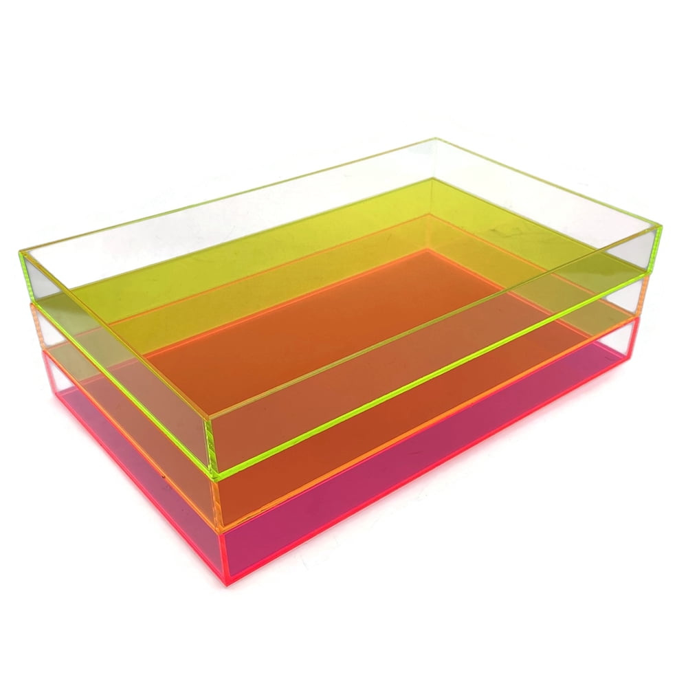 OnDisplay Electric Neon Luxe Clear Acrylic Stackable Cosmetic/Jewelry ...