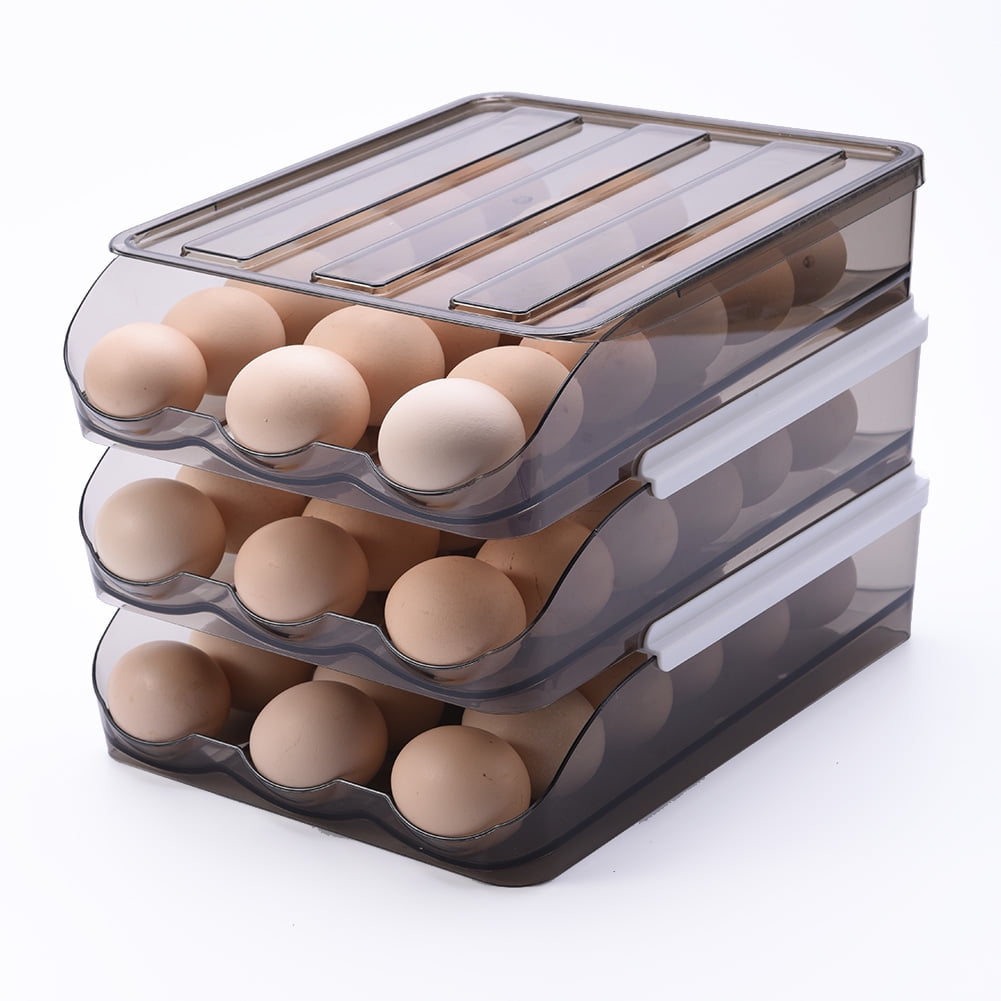 OnDisplay Stackable Acrylic Gravity Egg Tray Holder for Fridge (Brown ...