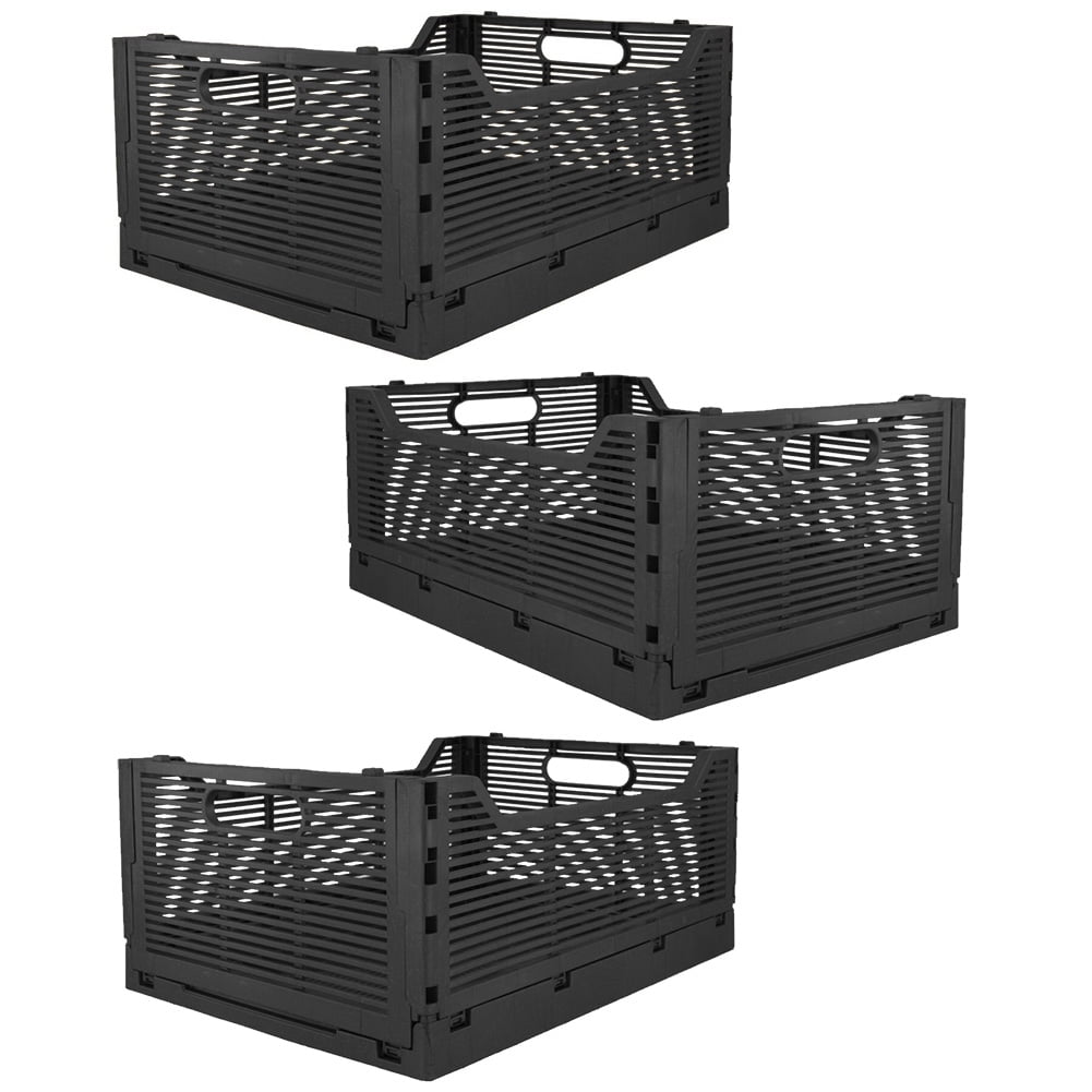 OnDisplay Stackable Folding Storage Crate, Black, Large, Durable ...