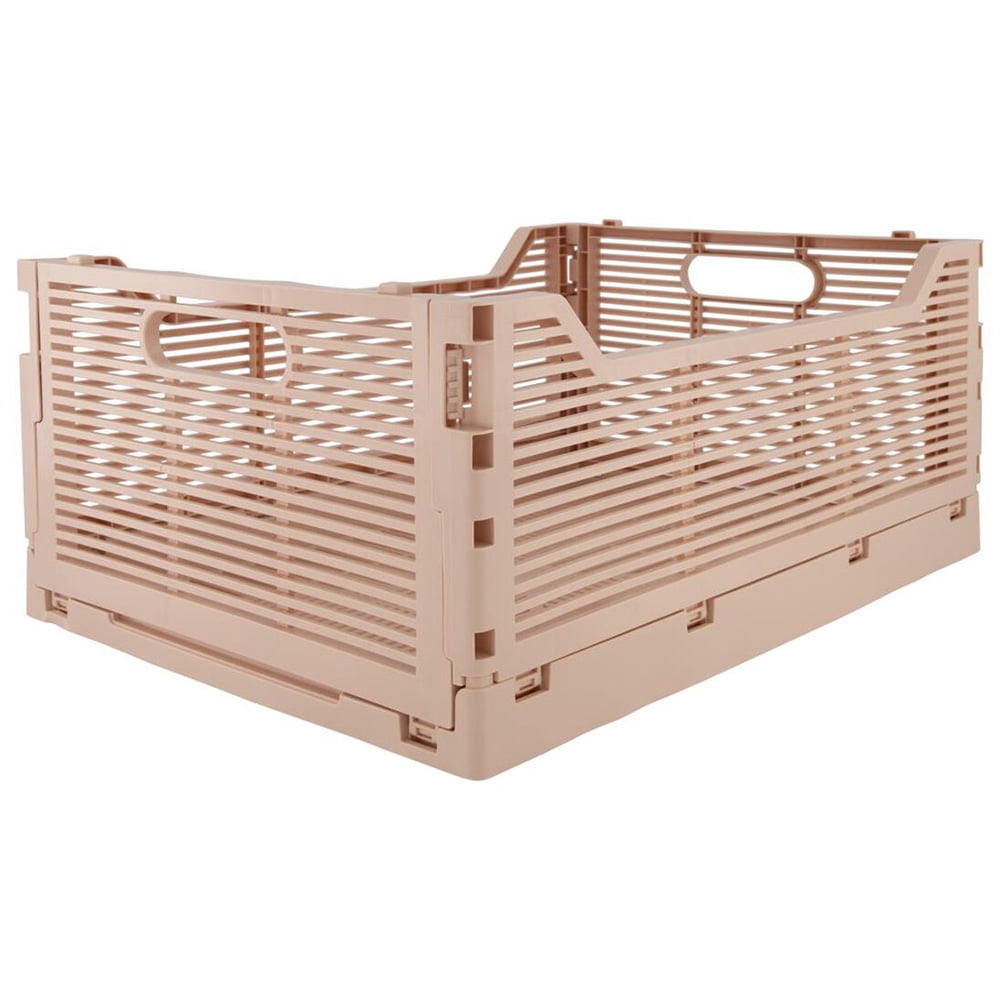 OnDisplay Stackable Folding Desk/Beauty/Closet Storage Crate (Blush ...