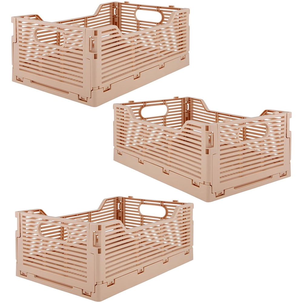 OnDisplay Stackable Folding Desk/Beauty/Closet Storage Crate (Blush ...