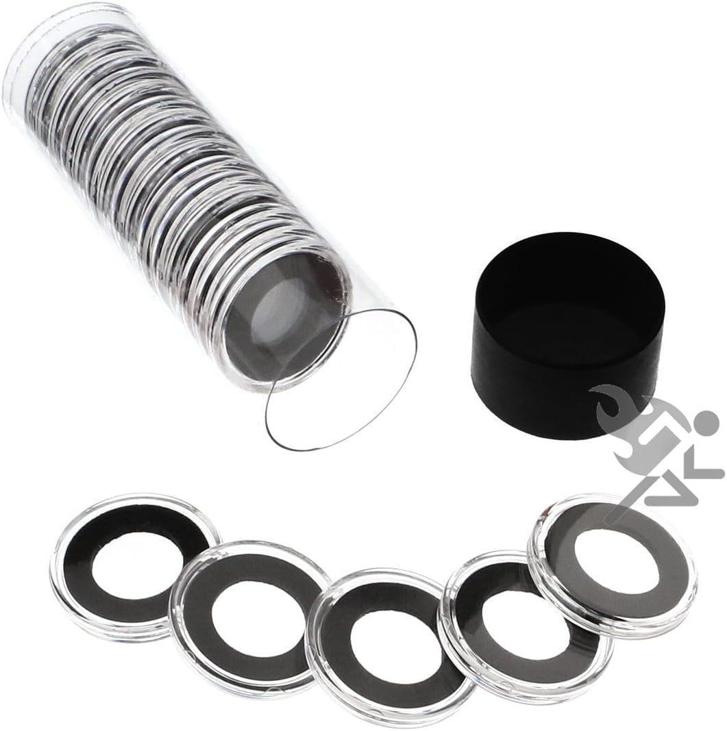 OnFireGuy 20pcs 16mm Black Ring Coin Holders & Capsule Tube with Black ...