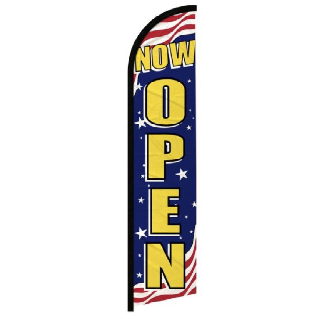 OnPoint Wares| Now Open (Patriotic) Windless Banner Flag | Advertising ...
