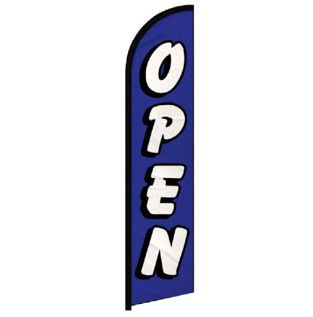 OnPoint Wares| Open (Blue & White) Windless Banner Flag | Advertising ...