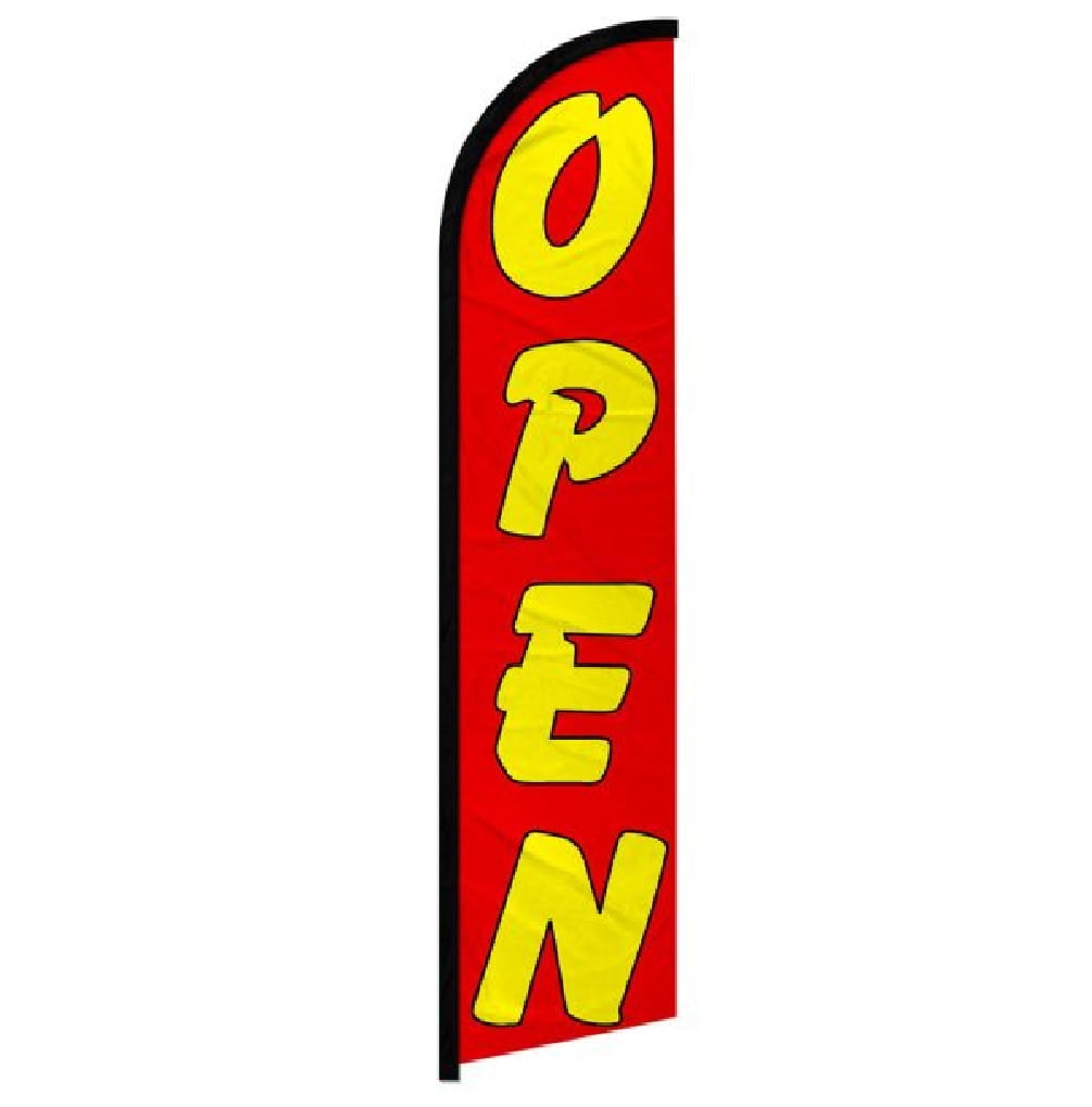 OnPoint Wares| Open (Red & Yellow) Windless Banner Flag | Advertising ...