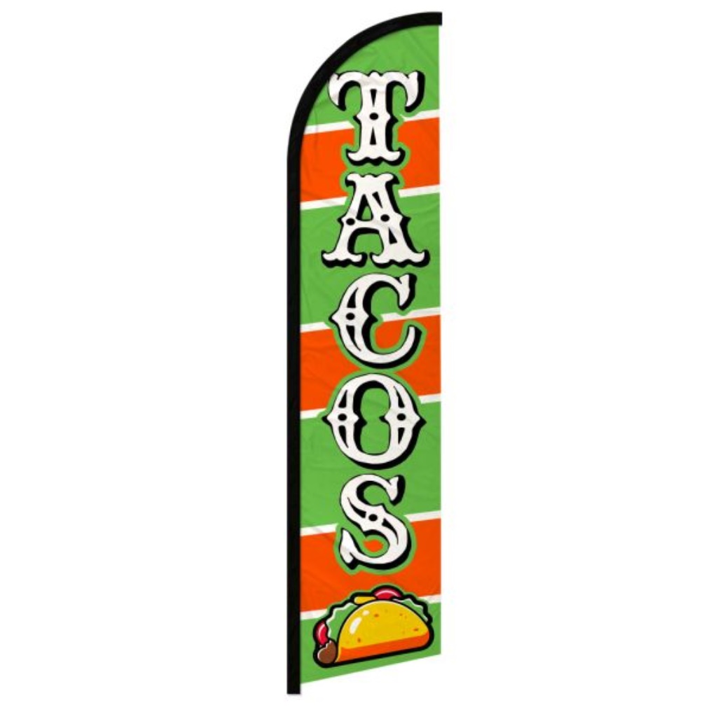 OnPoint Wares| Tacos (Green & Orange) Windless Banner Flag ...