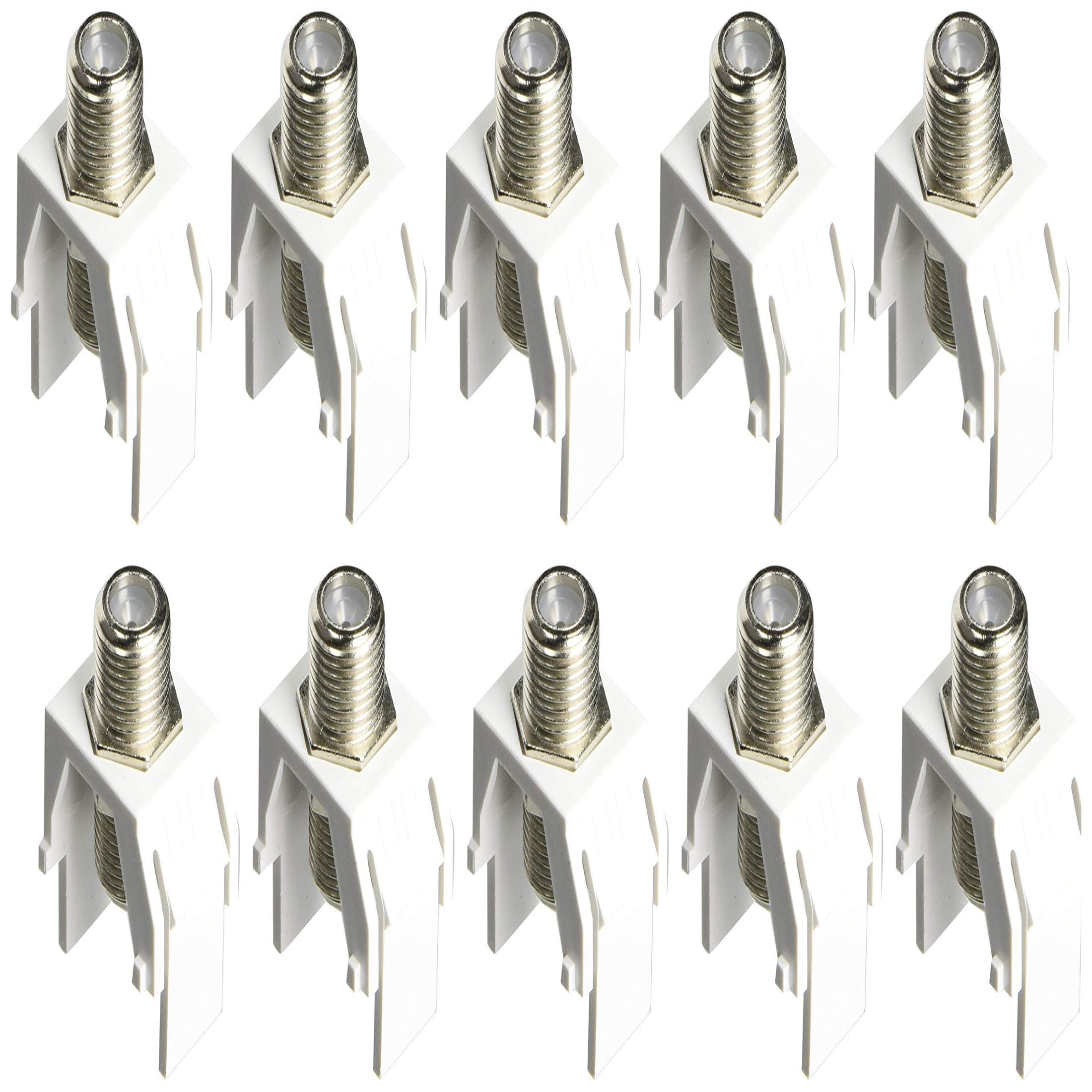 OnQ Keystone F-81 Coax Coupler Insert, Nickel-Plated, 10 Pack, White ...