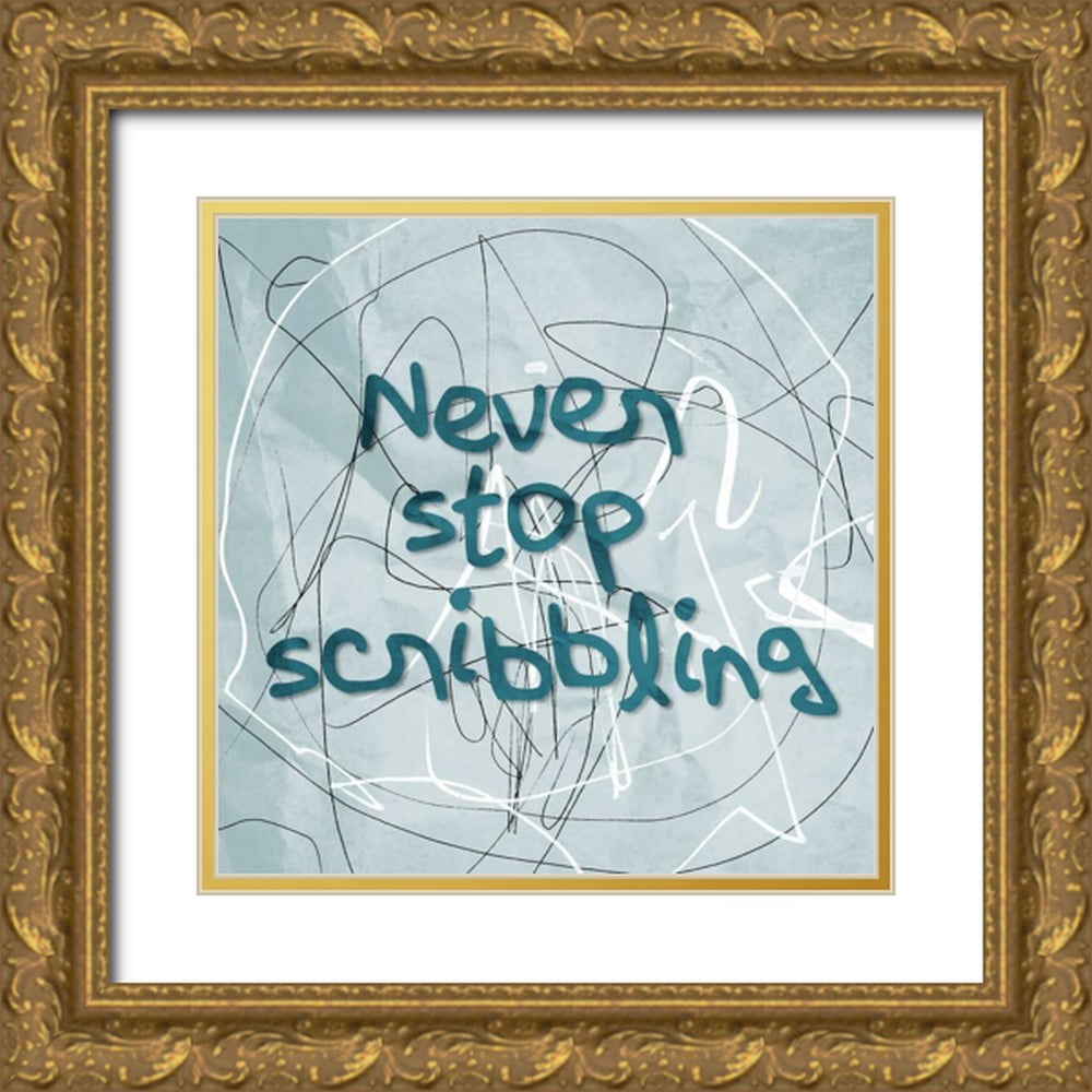 OnRei 12x12 Gold Ornate Wood Framed with Double Matting Museum Art Print Titled - Scribble ...