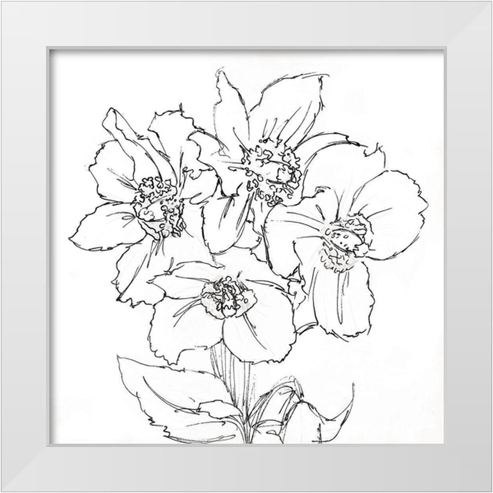 OnRei 12x12 White Modern Wood Framed Museum Art Print Titled - Floral ...