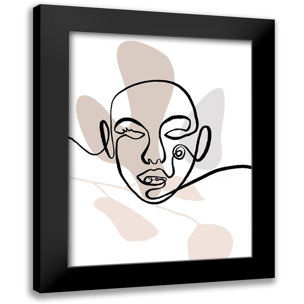 OnRei 12x14 Black Modern Framed Museum Art Print Titled - Scribble Face ...