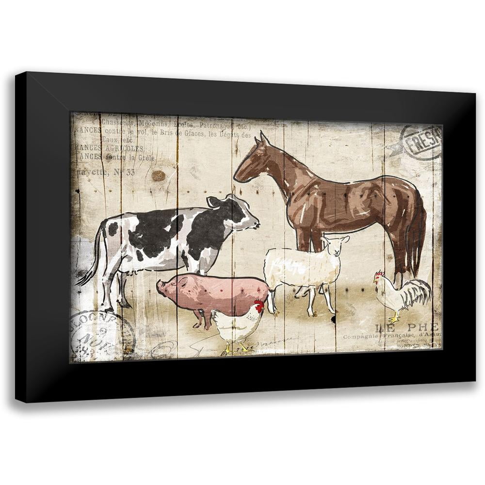 OnRei 14x11 Black Modern Framed Museum Art Print Titled - Farm Animal ...