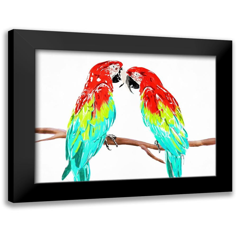 OnRei 14x12 Black Modern Framed Museum Art Print Titled - Fun Parrots ...