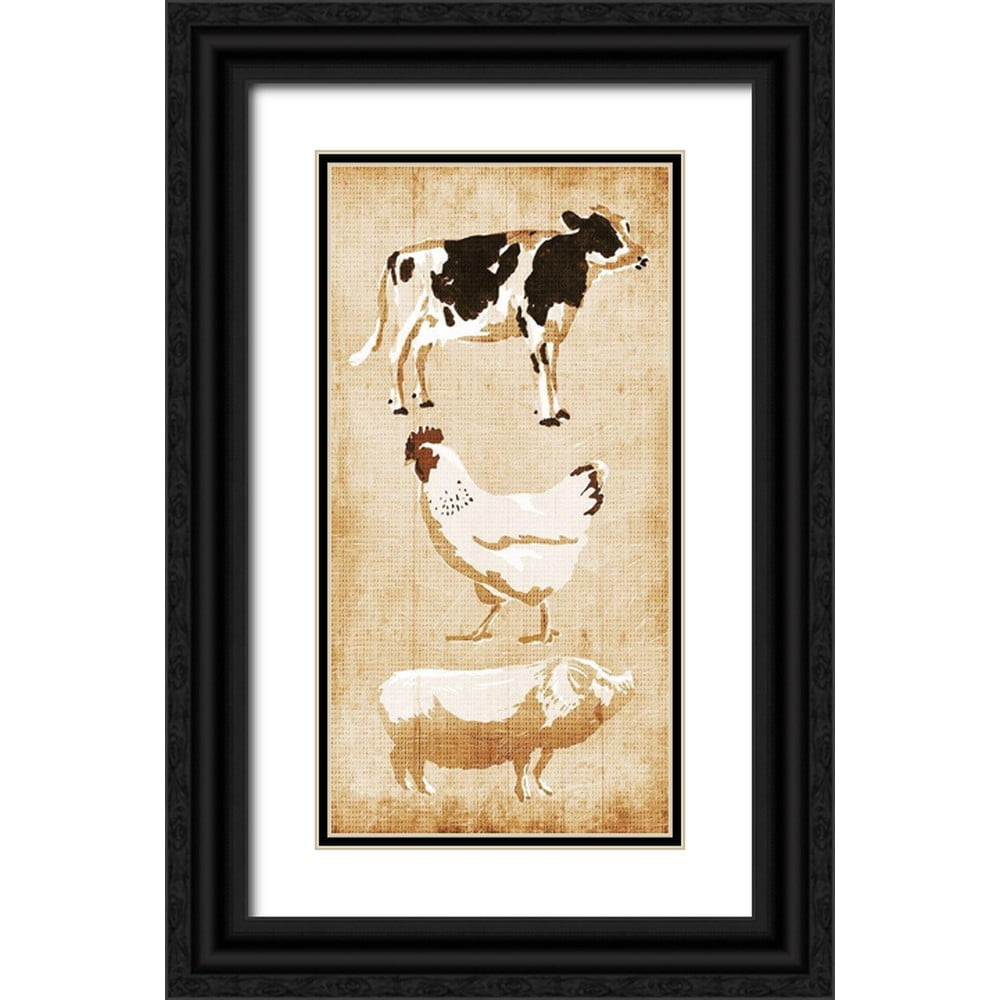 OnRei 14x24 Black Ornate Wood Framed with Double Matting Museum Art ...