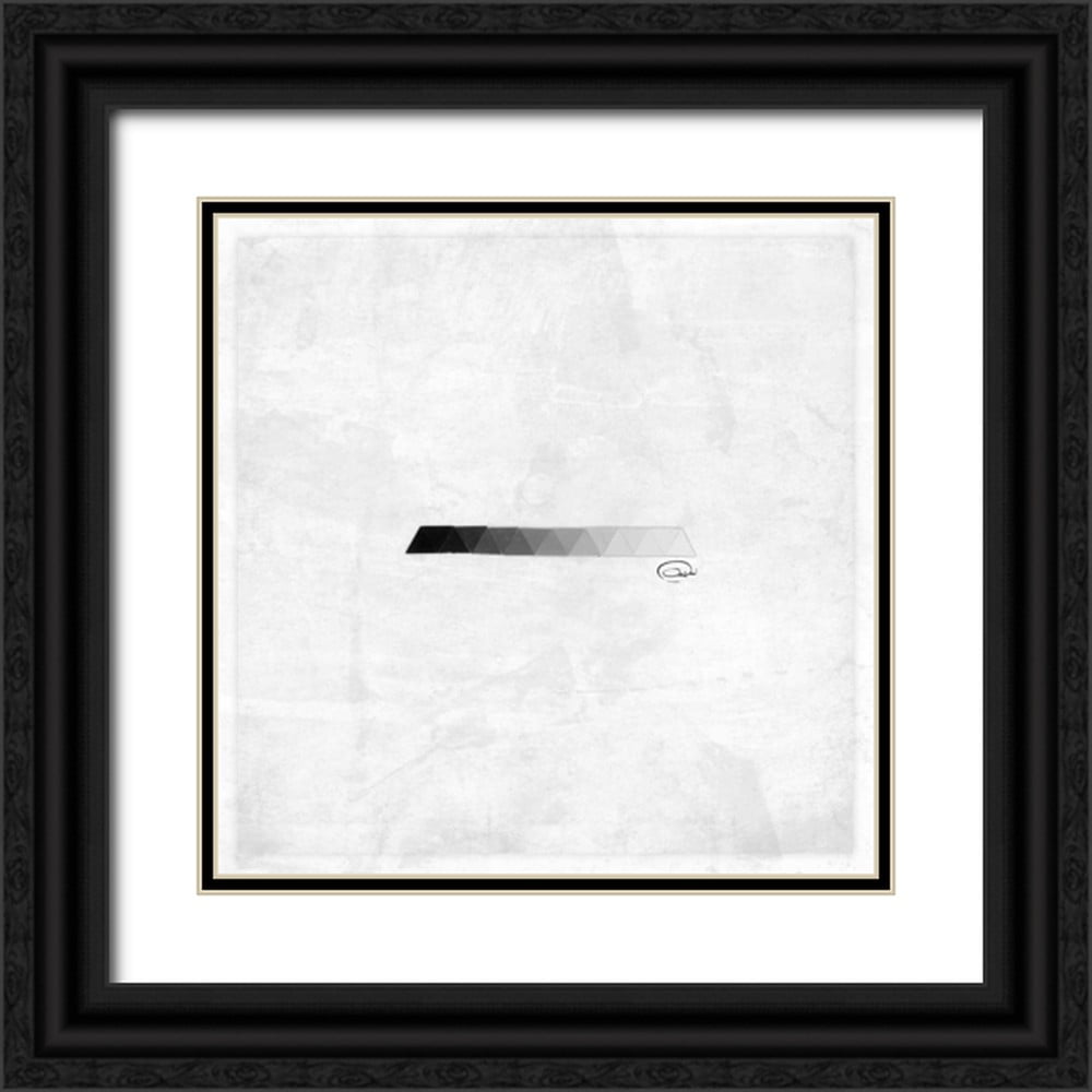 OnRei 15x15 Black Ornate Wood Framed with Double Matting Museum Art Print Titled - Triangle Grey ...