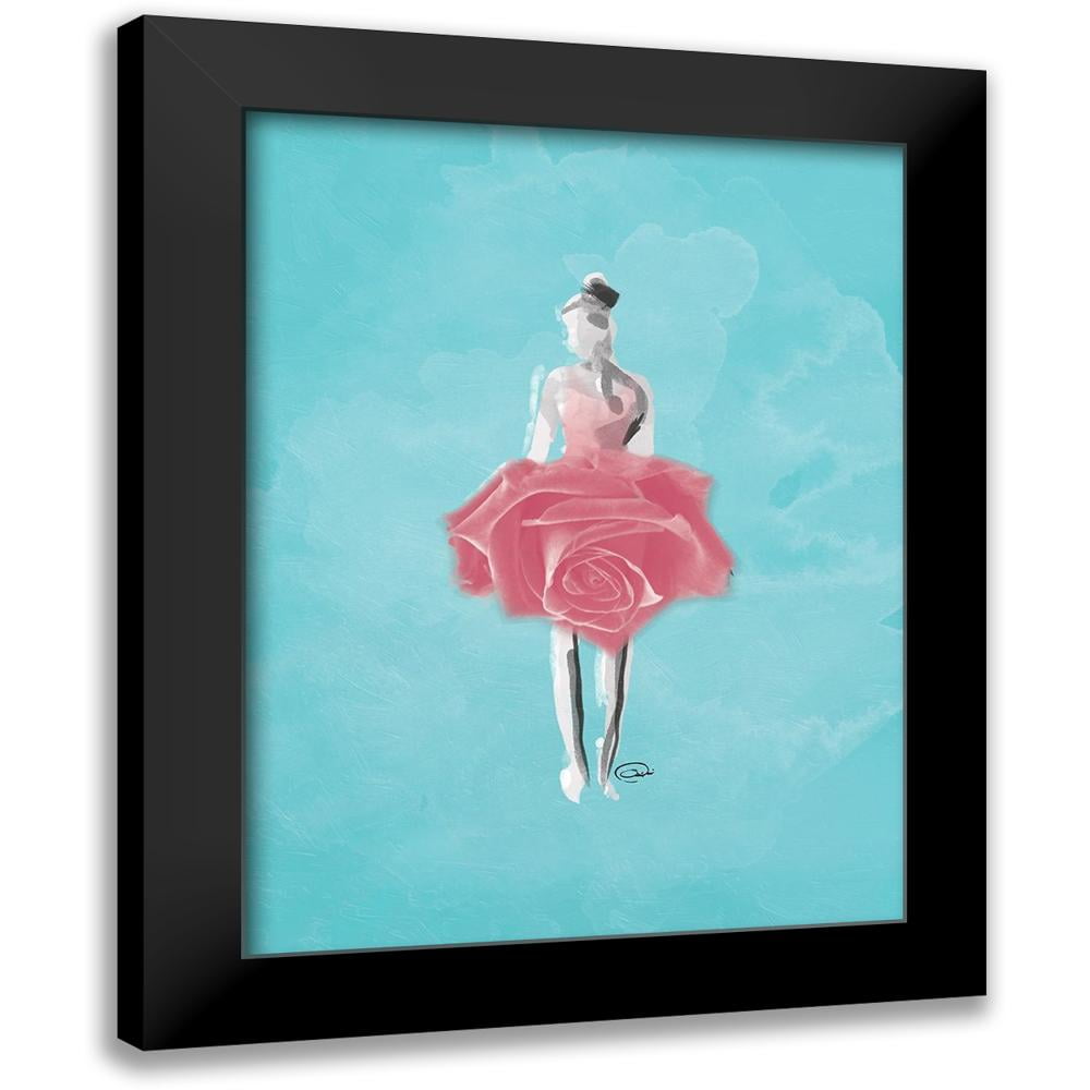 OnRei 15x18 Black Modern Framed Museum Art Print Titled - Teal Rose ...
