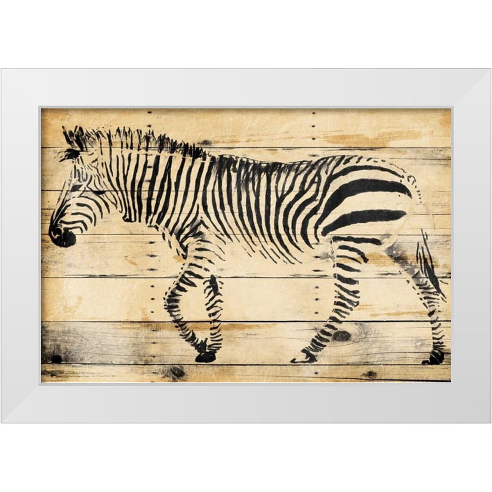 OnRei 18x13 White Modern Wood Framed Museum Art Print Titled - Zebra ...