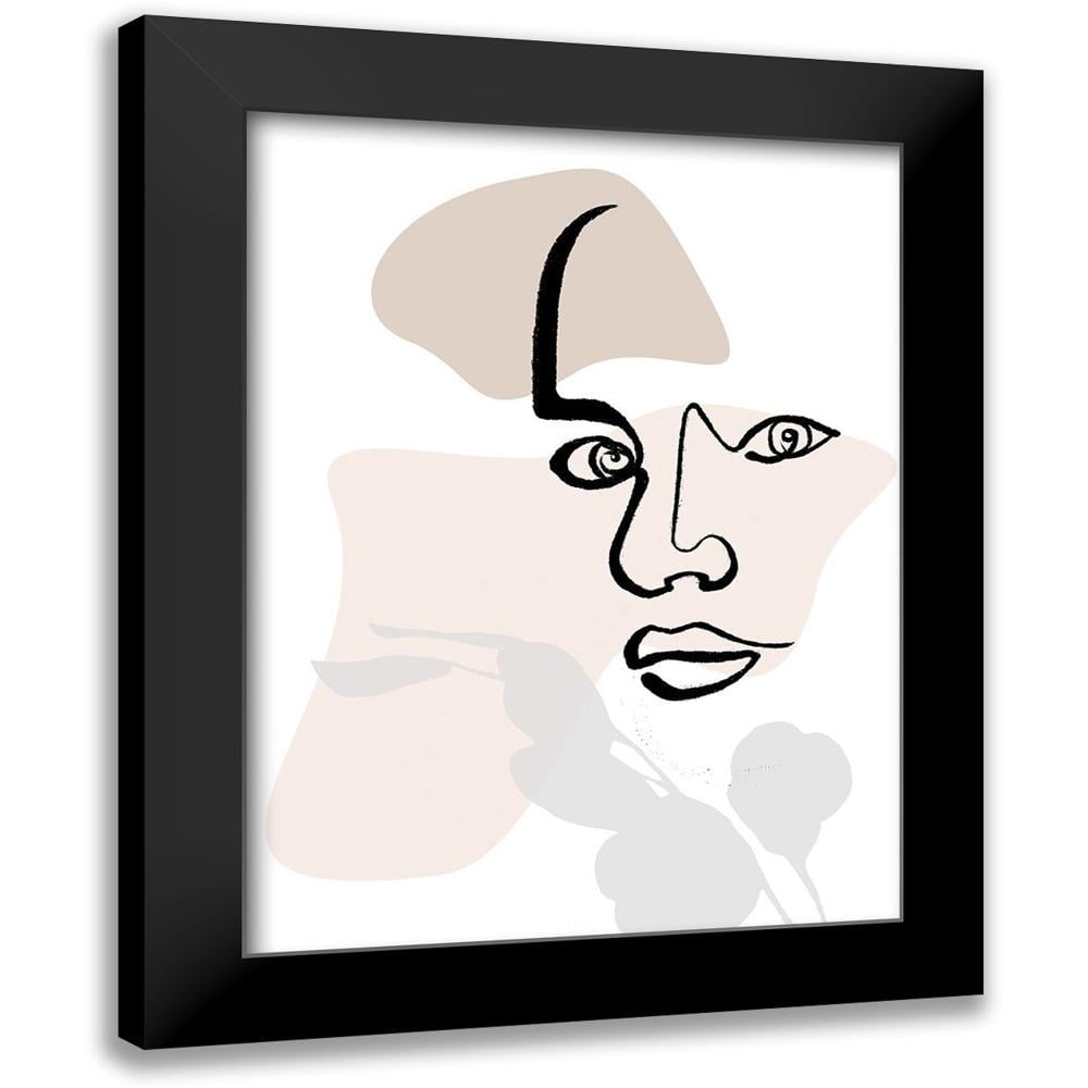 OnRei 19x24 Black Modern Framed Museum Art Print Titled - Scribble Face With Color Mate ...