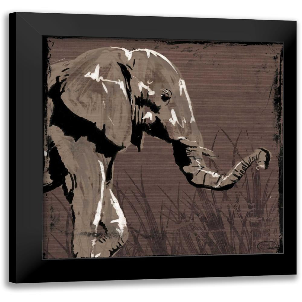 OnRei 20x20 Black Modern Framed Museum Art Print Titled - Elephant Walk ...