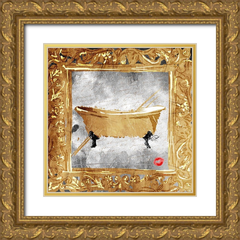OnRei 20x20 Gold Ornate Wood Framed with Double Matting Museum Art Print Titled - Golden Bath ...