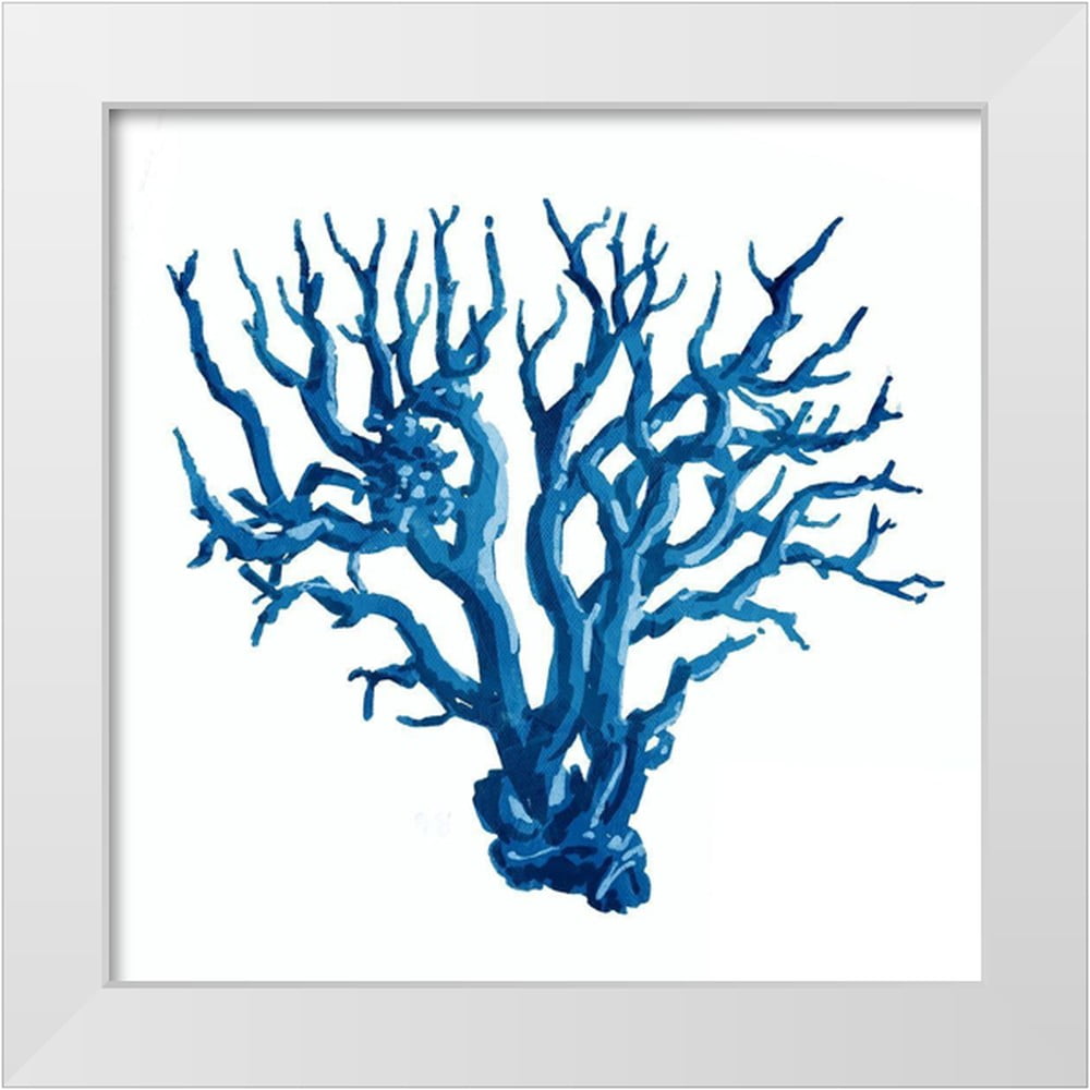 OnRei 20x20 White Modern Wood Framed Museum Art Print Titled - Blue ...