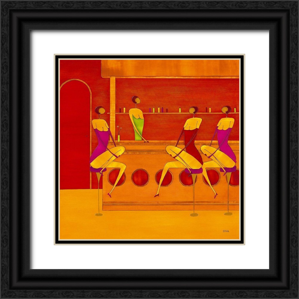 Ona 12x12 Black Ornate Wood Framed with Double Matting Museum Art Print ...