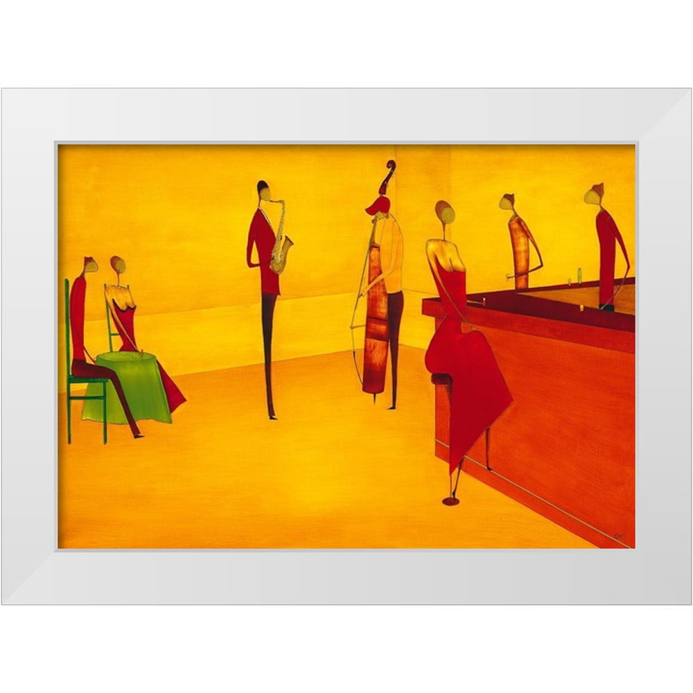 Ona 14x11 White Modern Wood Framed Museum Art Print Titled - Bar Jazz ...