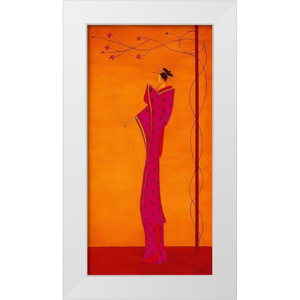 Ona 18x32 White Modern Wood Framed Museum Art Print Titled - Geisha III ...
