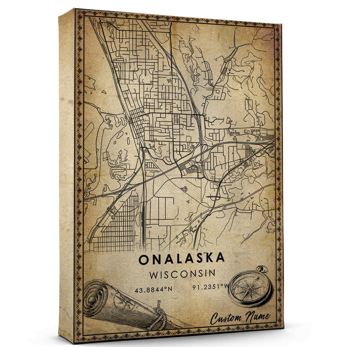 Onalaska Map Poster, Wisconsin Map Art Poster, Canvas, Onalaska Map ...