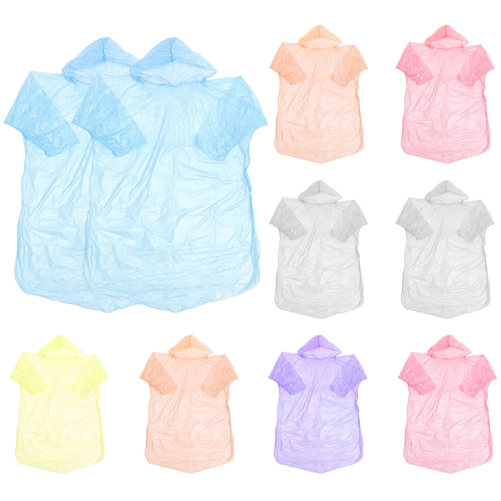 Onaparter 10 Pcs Disposable Poncho Rain Ponchos for Adults Kids ...