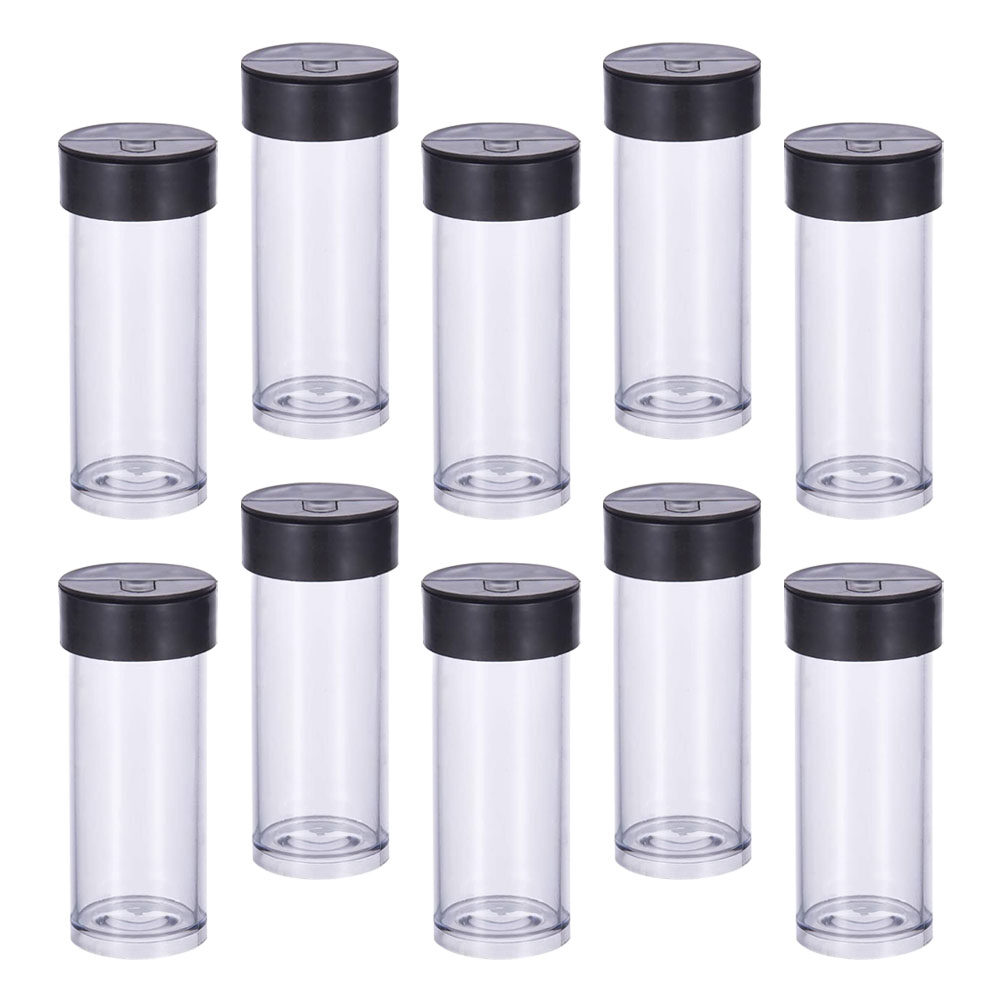 Onaparter 40 Pcs Black Cap Bottle Beads Storage Container Tubes with ...