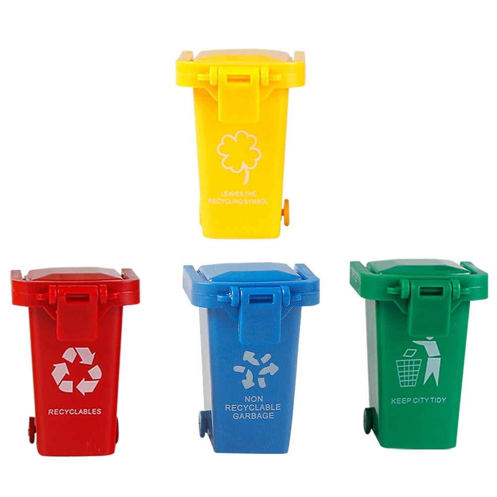Onaparter 4Pcs Trash Can To Push Vehicles Garbage Cans Curbside Vehicle ...