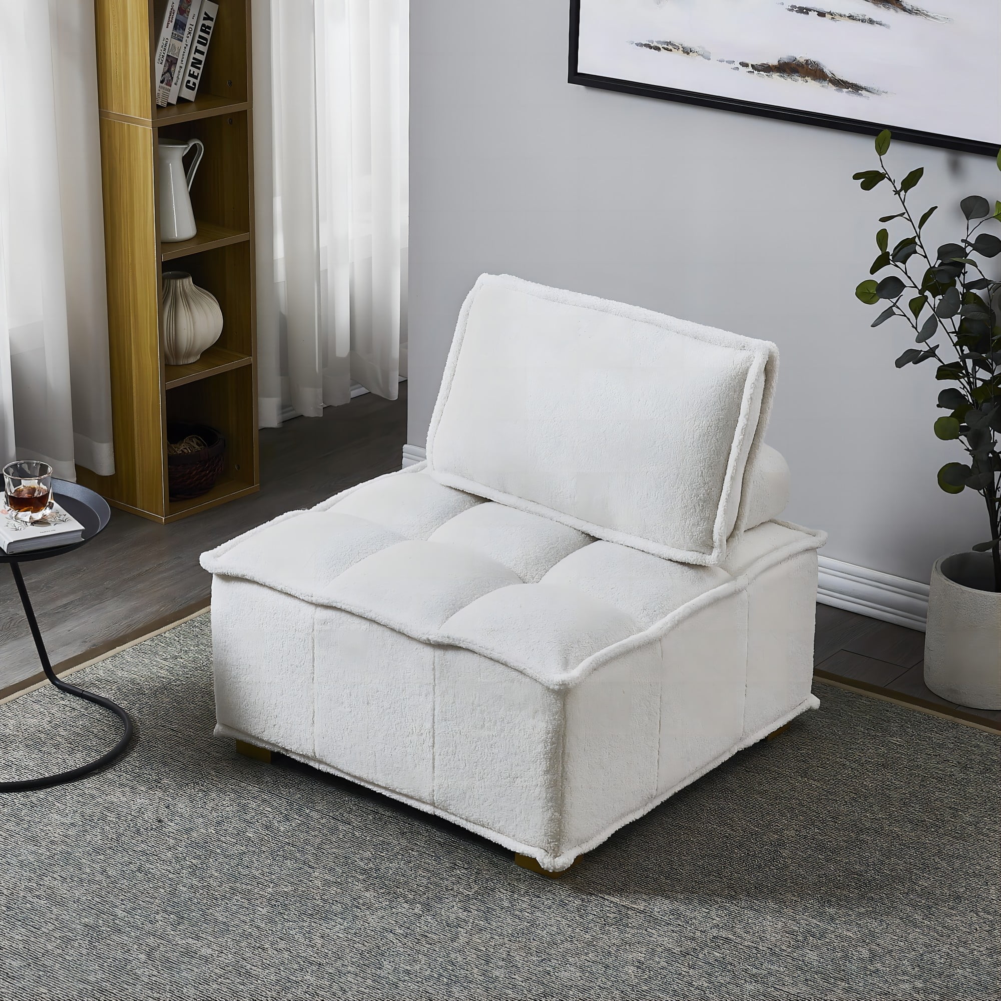 Onbeam Ottoman Square Lazy Chair - Accent Chair for Living Room ...