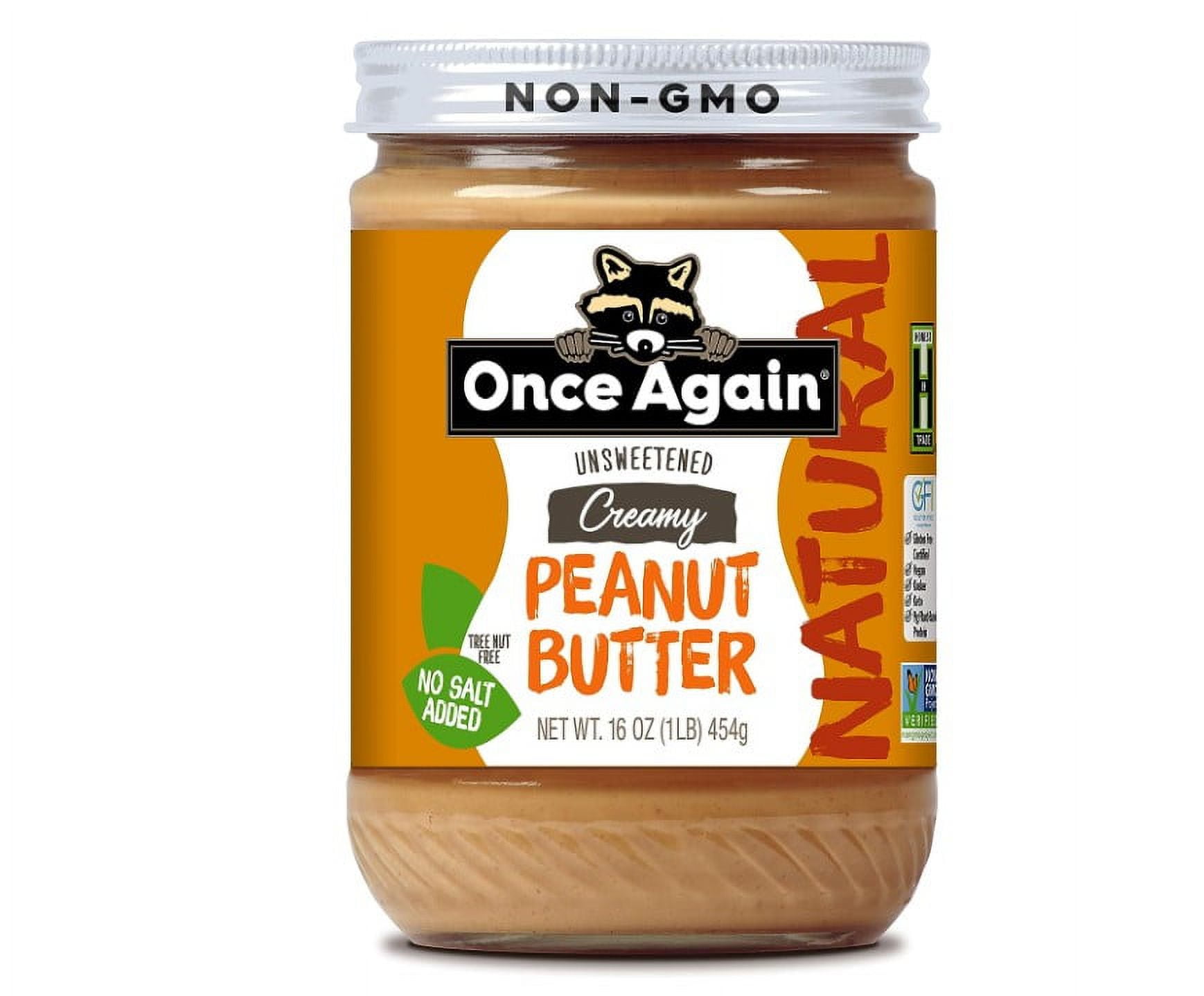 Once Again Natural, Creamy Peanut Butter, Unsweetened, 16 Ounces - Pack ...
