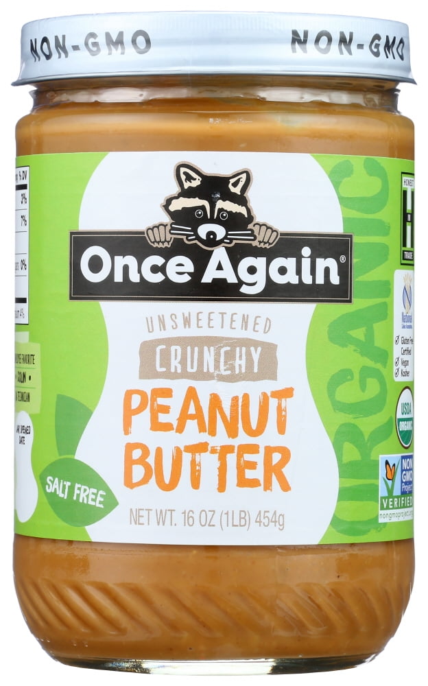 Once Again Organic No Salt Butter Peanut, 16 Oz - Walmart.com