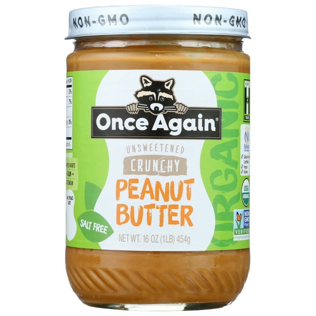 Once Again Organic No Salt Butter Peanut, 16 Oz - Walmart.com