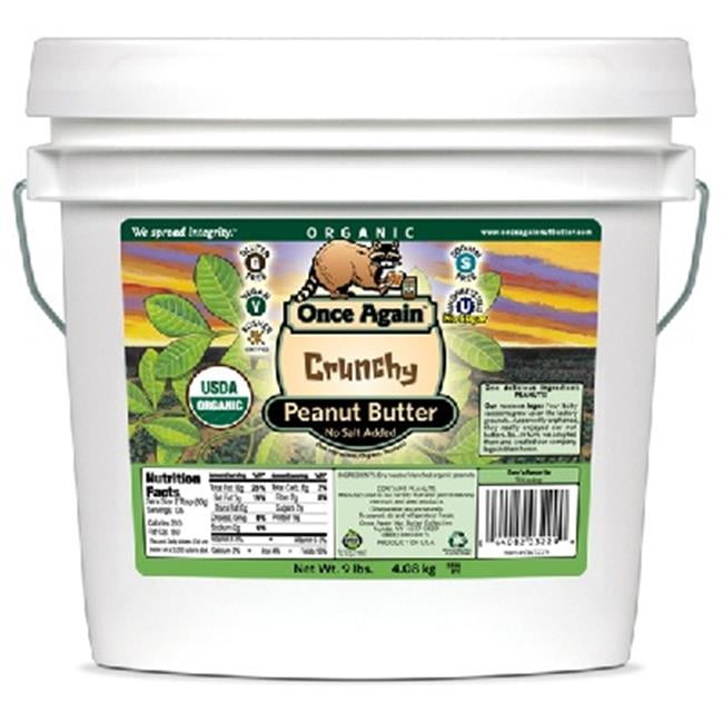 Once Again Unsweetened Crunchy Organic Peanut Butter 9 lb - Walmart.com