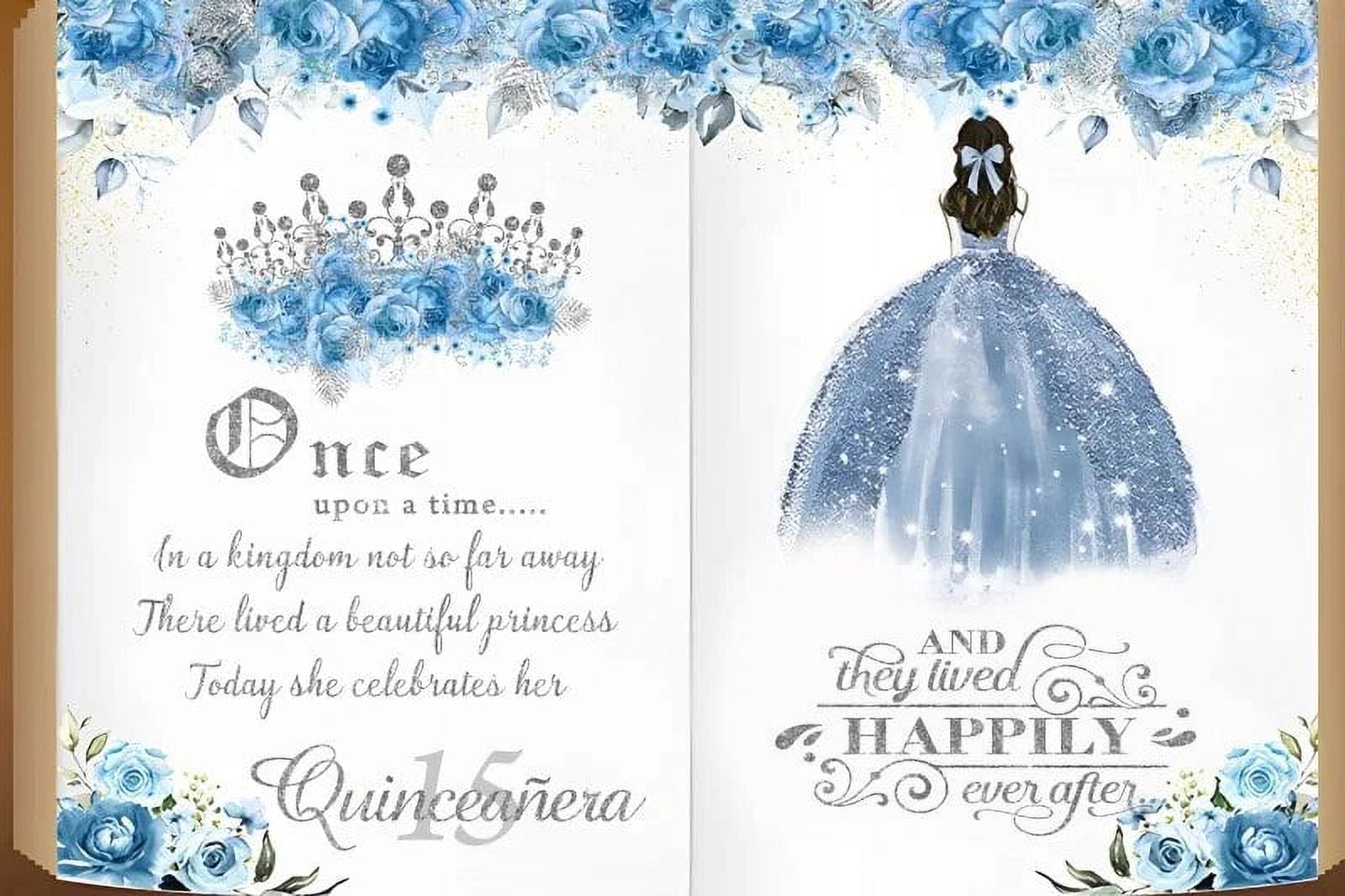 Once Upon A Time Backdrop Blue Floral Fairytale Book Crown Girl ...