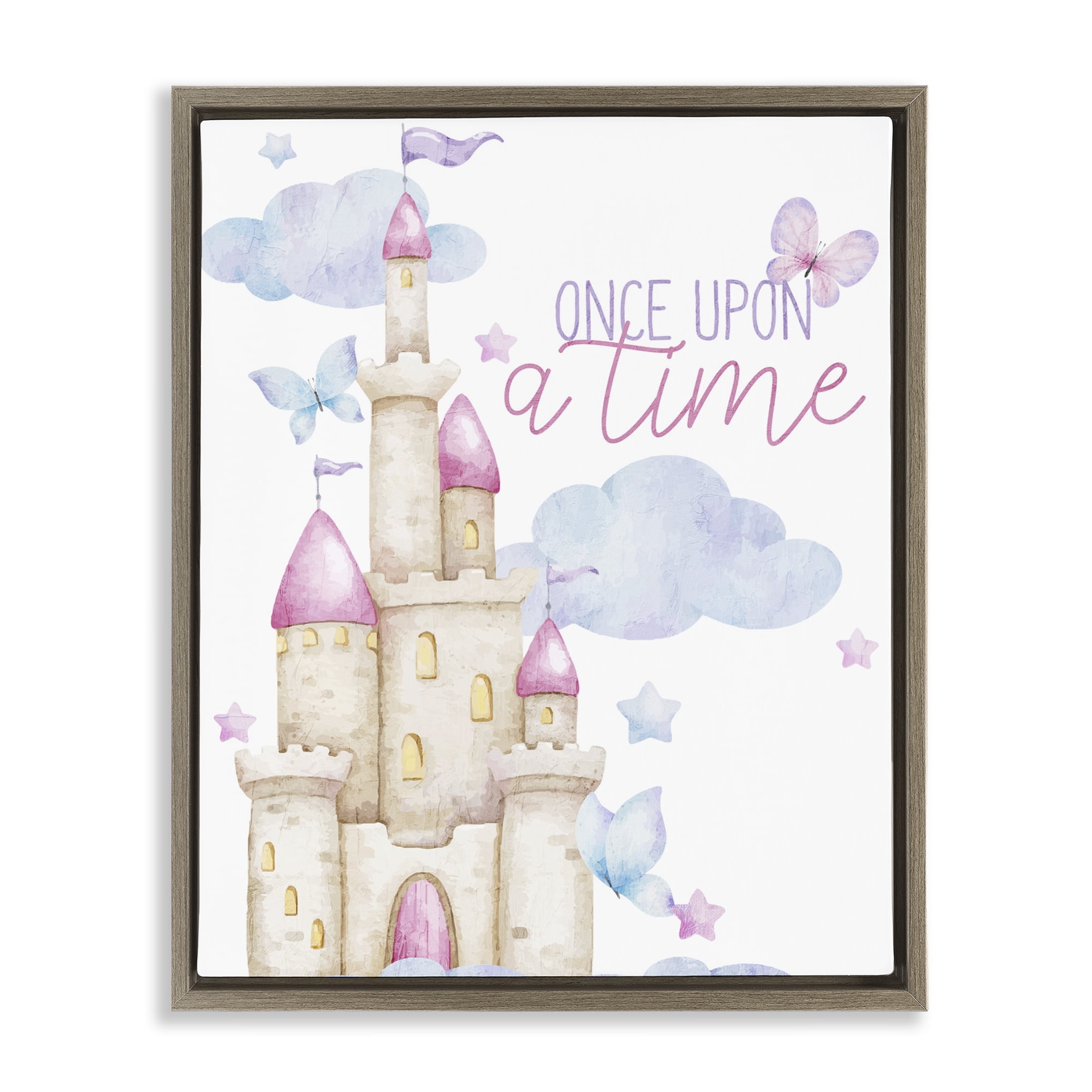 Once Upon A Time Castle Brown Framed Floater Canvas Wall Art, design by ...