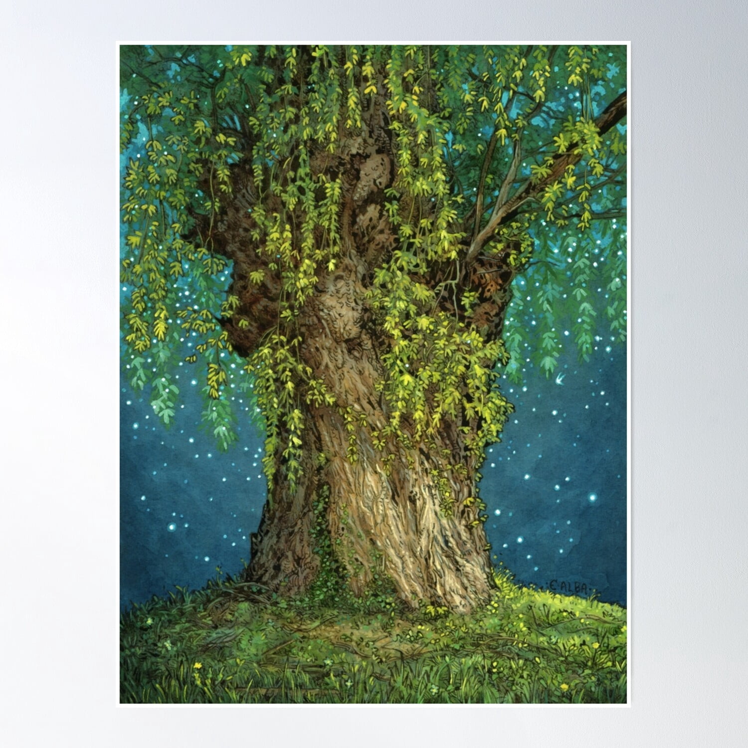 Once Upon A Tree - Magical Willow Tree Illustration Poster Wall Art ...