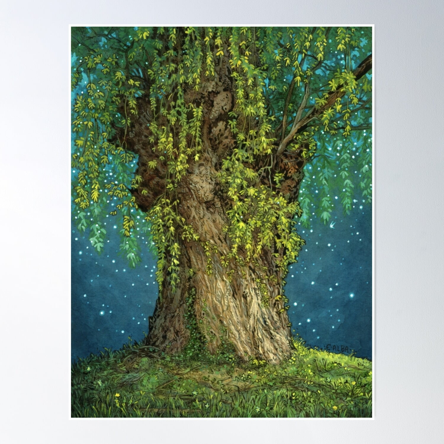 Once Upon A Tree - Magical Willow Tree Illustration Poster Wall Art ...