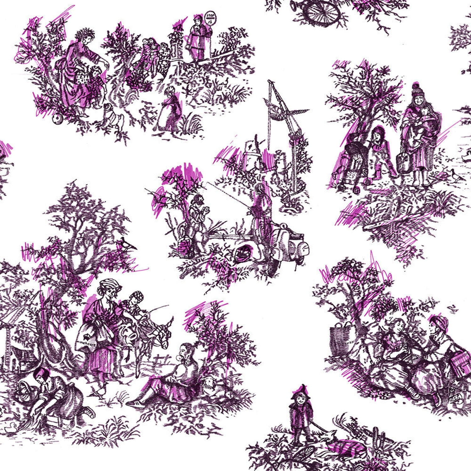 Once Upon Our Time Wallpaper - White Pink - Walmart.com