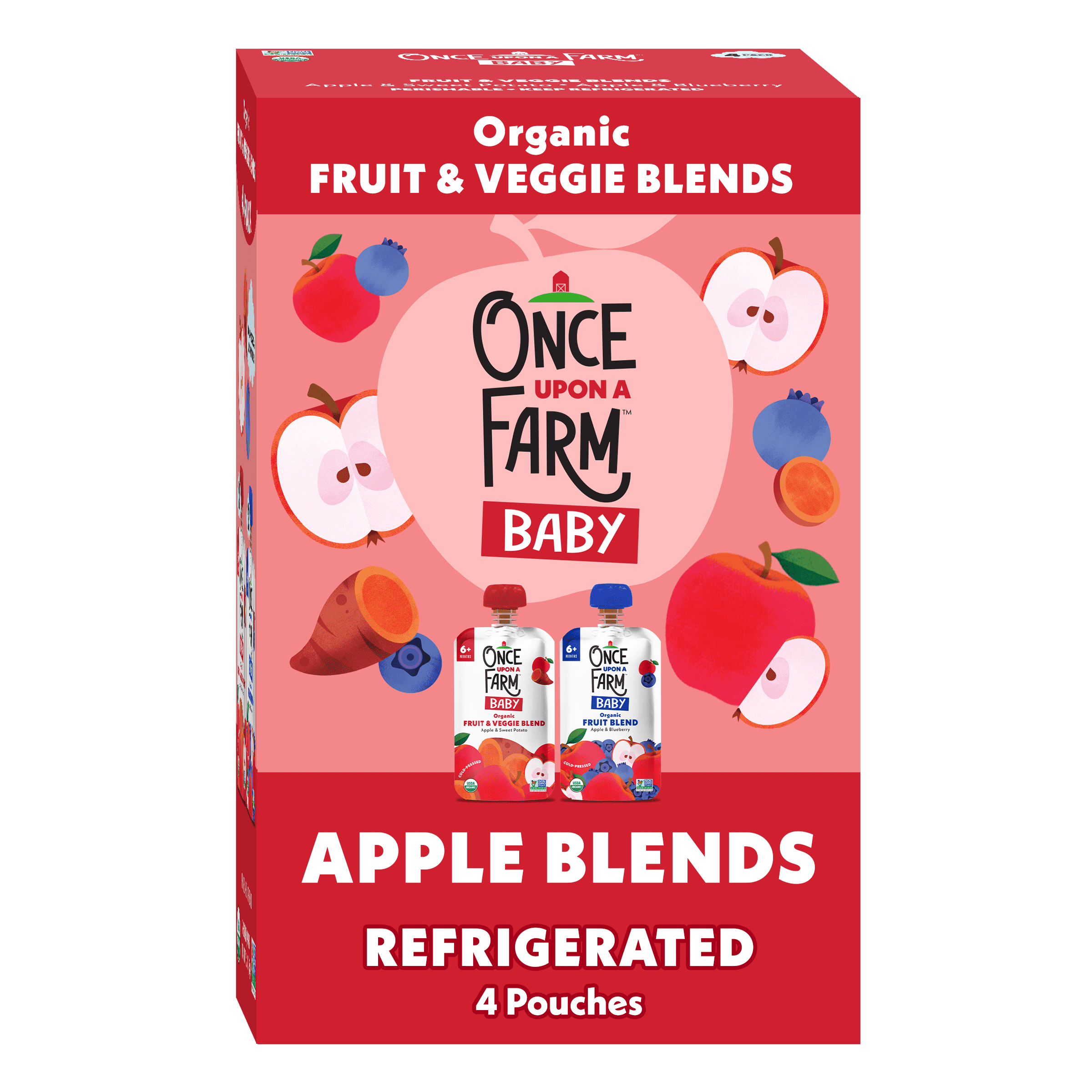 Once Upon a Farm Apple Blends Organic Baby Food Variety Pack, 4ct, 3 ...
