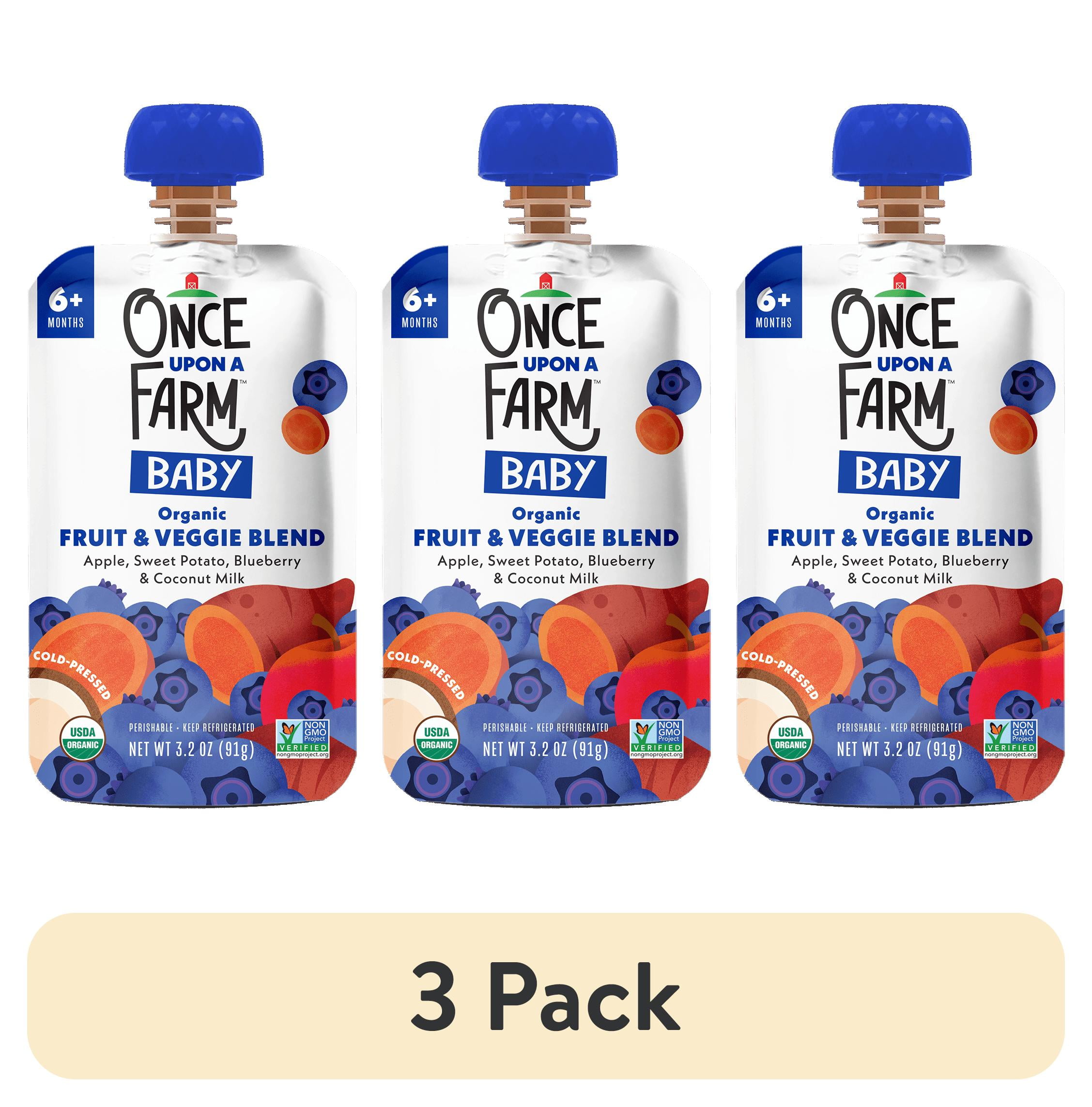 (3 pack) Once Upon a Farm Organic Refrigerated Baby Food Fruit & Veggie ...