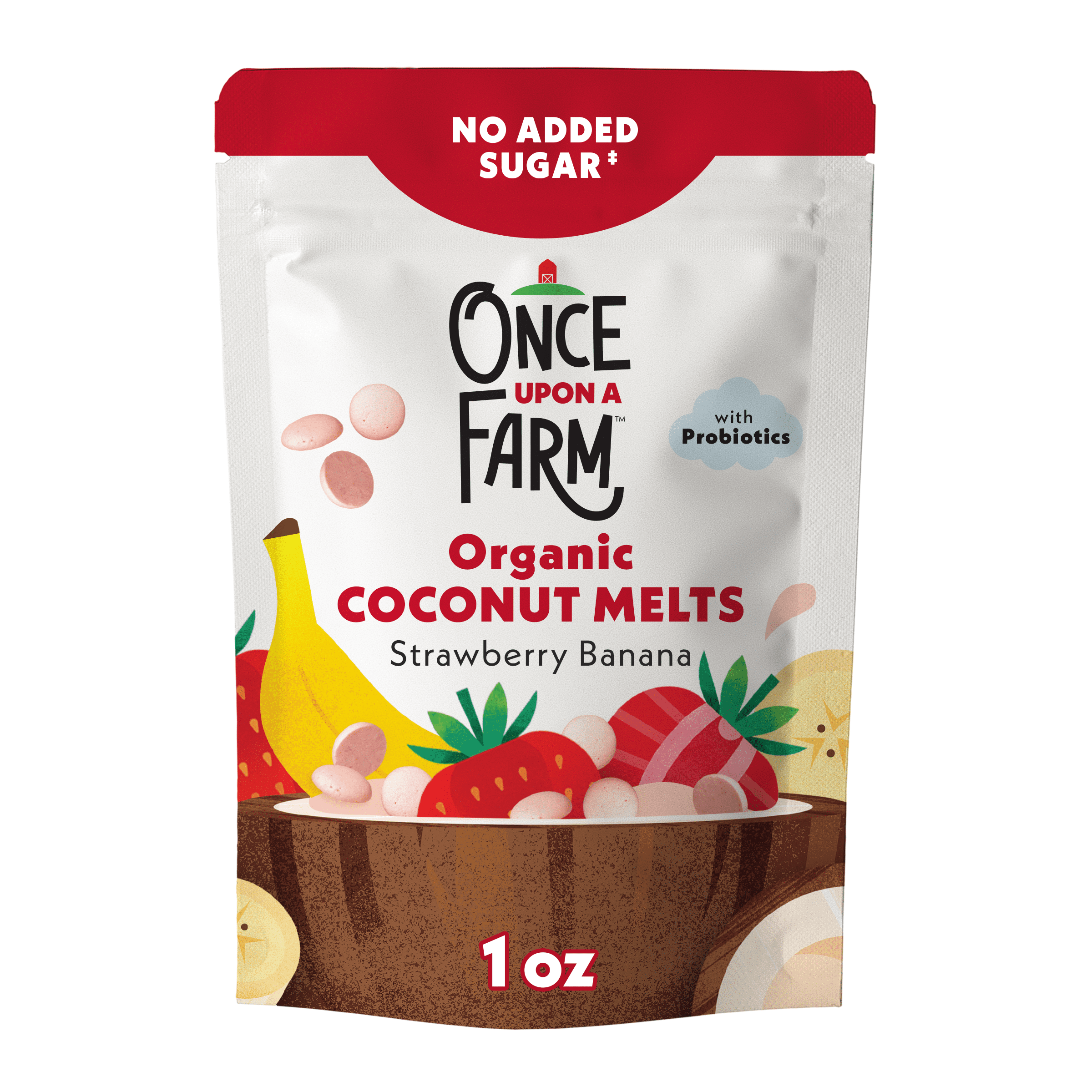 Once Upon a Farm Organic Coconut Melts, Strawberry Banana, 1oz Bag ...