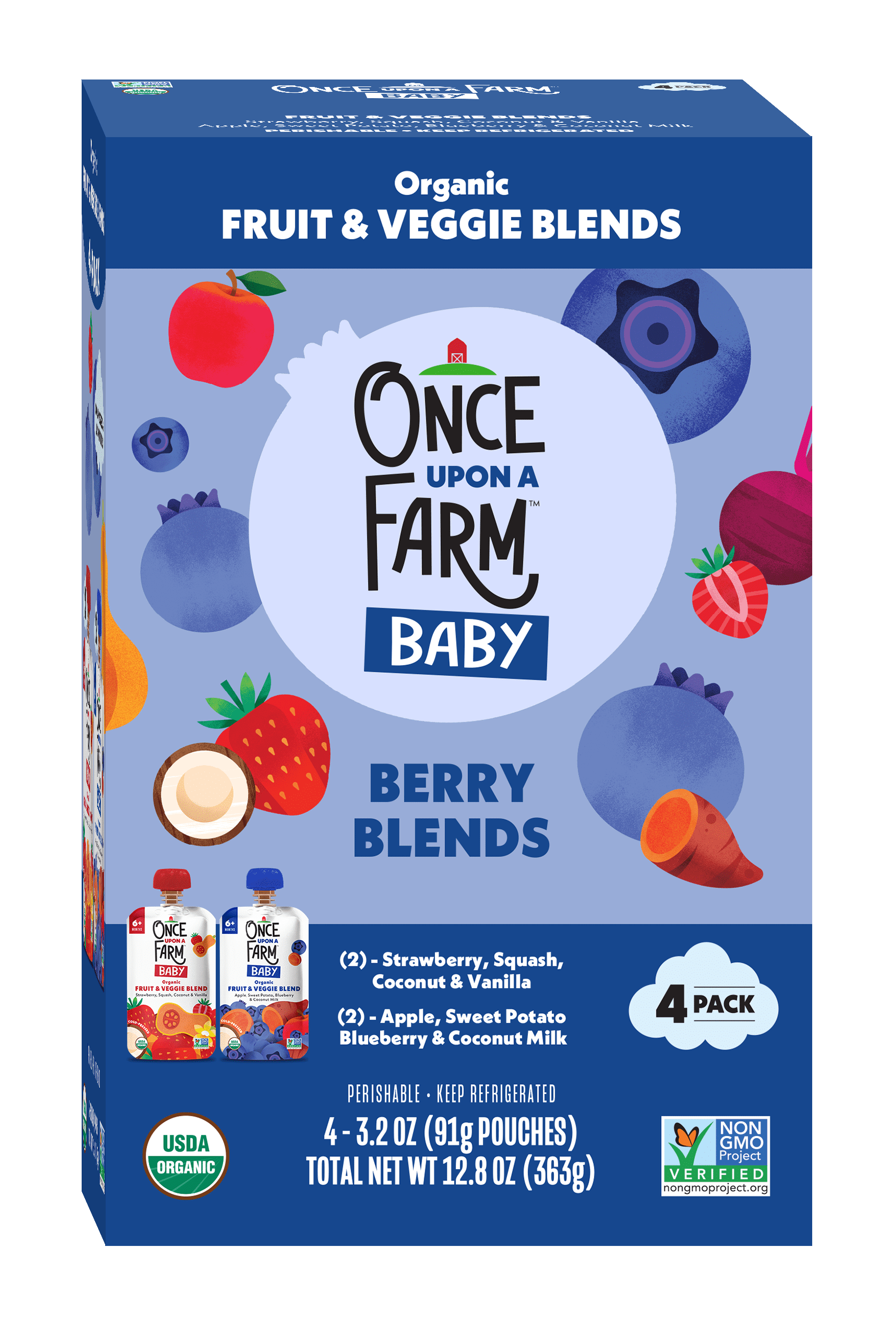 Once Upon a Farm Organic Refrigerated Baby Food Berry Blends Variety ...